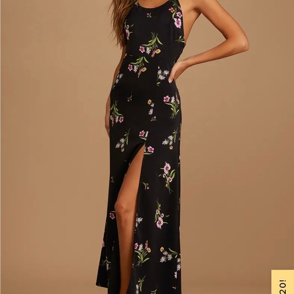 Lulus | Dresses | Lulus Black Floral Print Satin Dress | Poshmark